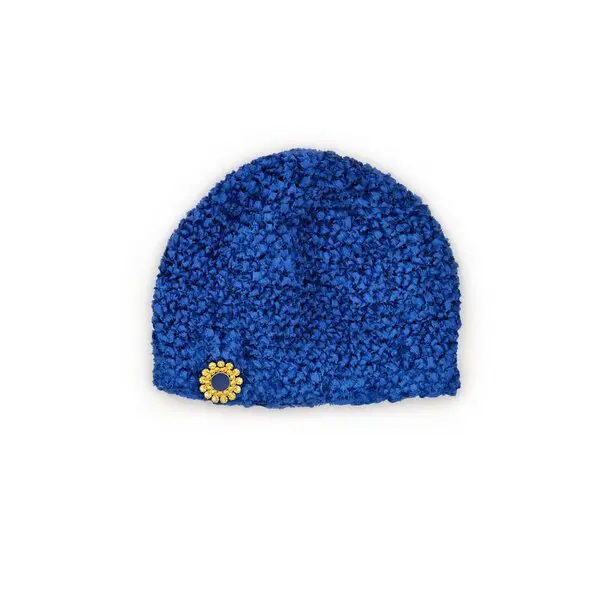 VICTORIA SLAVINSKAIA Royal Silk Openwork Beret - Blue