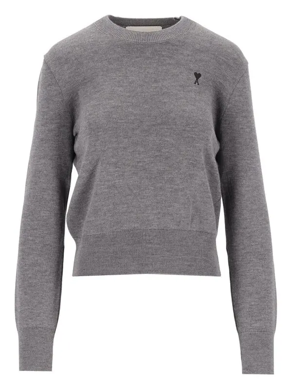 AMI Paris De Cœur Crew-neck Sweater - Gray