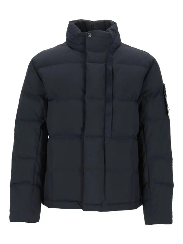 Stone Island Quilted Down Jacket With Hood - Blue