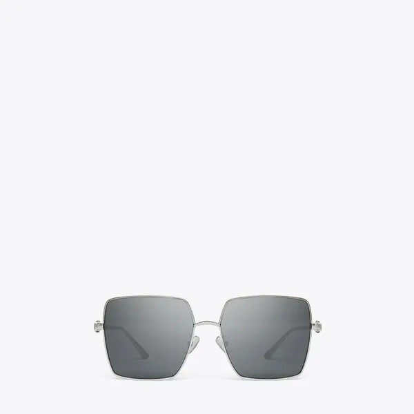Tory Burch Kira Metal Oversized Square Sunglasses - Silver/grey Gradient