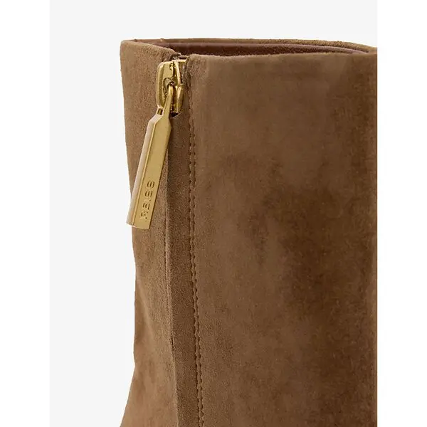 REISS Ottelie Suede Heeled Ankle Boots