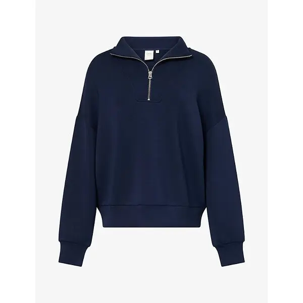 Varley Doublesoft® Hawley Half-zip Stretch-woven Jumper - Navy