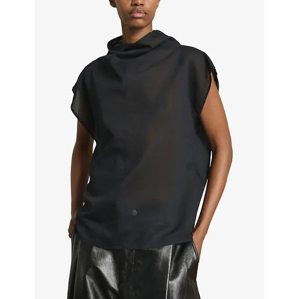 Soeur Izumi High-neck Silk And Cotton Blouse