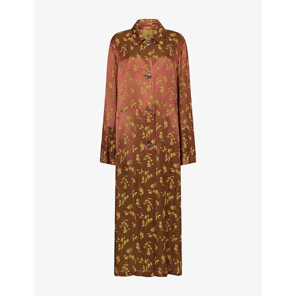 Dries Van Noten Raltonel Floral Satin-jacquard Coat
