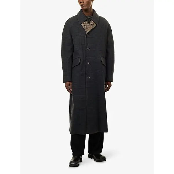 Our Legacy Collapsible-collar Checked Wool Coat
