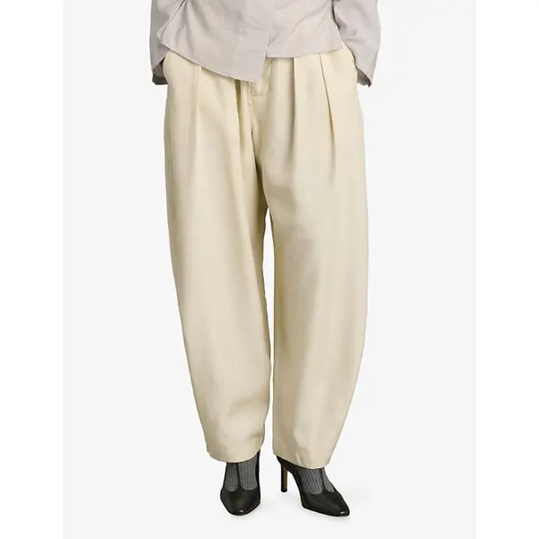 Soeur Vernon Wide-leg Silk-blend Trousers - Ecru