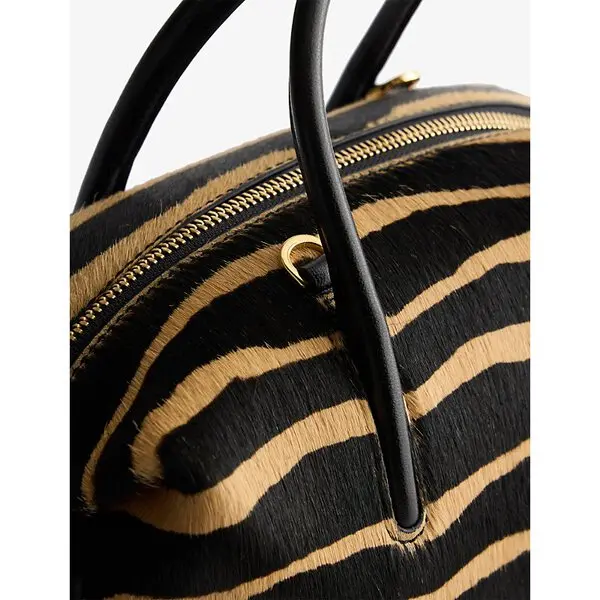 DEMELLIER The Small Stockholm Zebra-effect Pony-hair Top-handle Bag - Zebra Effect/black