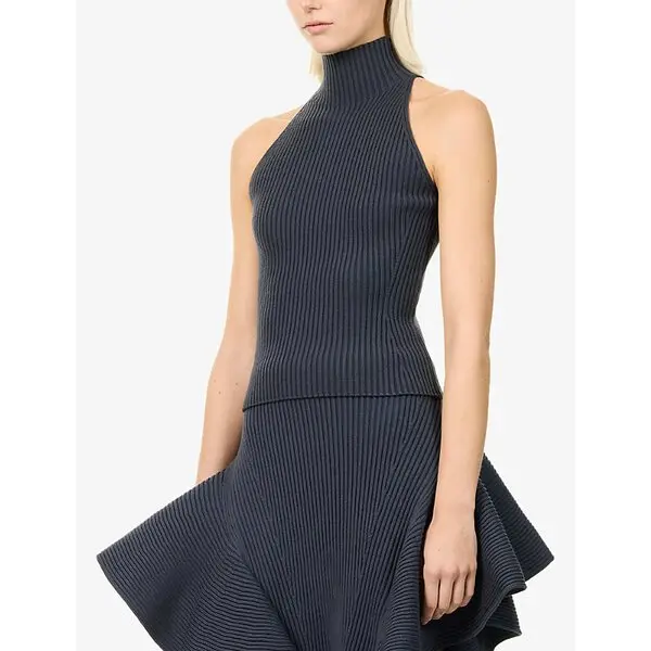 Alaïa Ribbed Halterneck Wool-blend Top