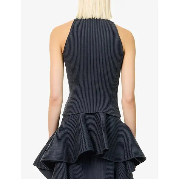 Alaïa Ribbed Halterneck Wool-blend Top