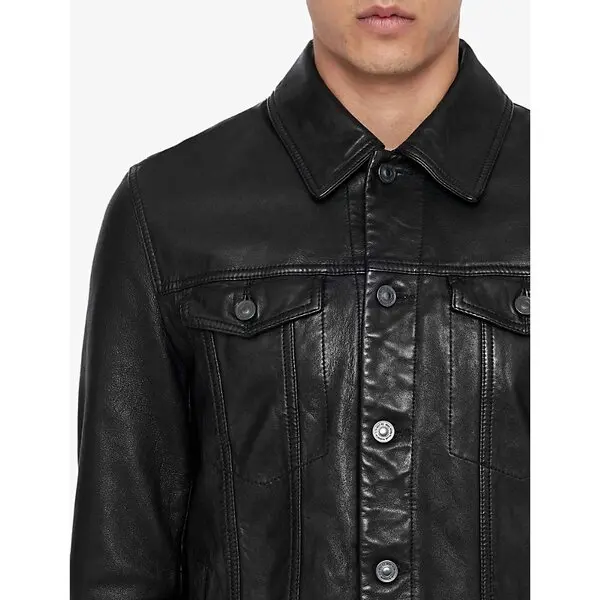 ALLSAINTS Chaiyo Leather Trucker Jacket Xxl