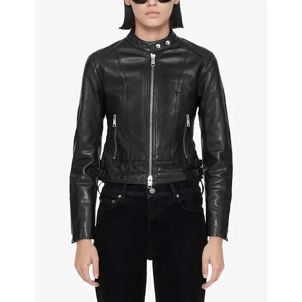 ALLSAINTS Comet Cropped Leather Biker Jacket