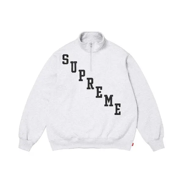Supreme Slant Appliqué Half Zip Pullover 'ash - Grey
