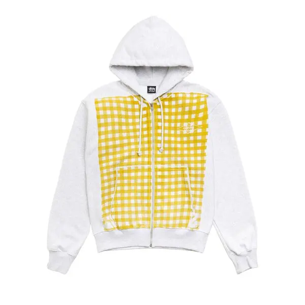 StÜssy Printed Pattern Zip Hoodie Gingham - Yellow