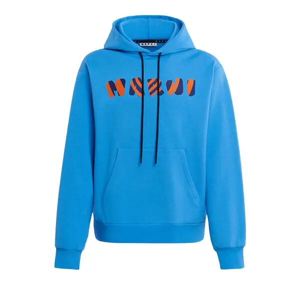 Marni Logo Print Bio Sweatshirt Hoodie 'cobalt - Blue