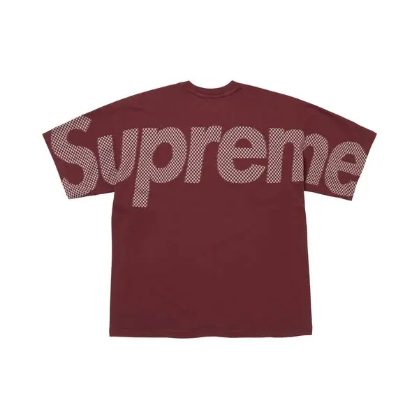Supreme Checkerboard Intarsia Short-sleeve Top 'burgundy - Red