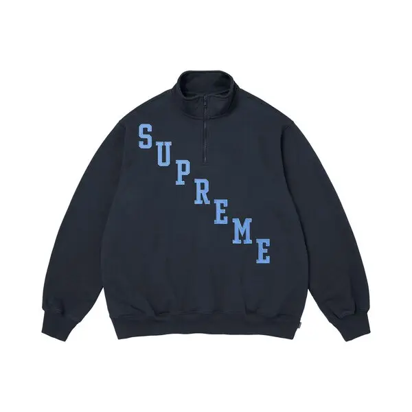 Supreme Slant Appliqué Half Zip Pullover 'navy - Blue