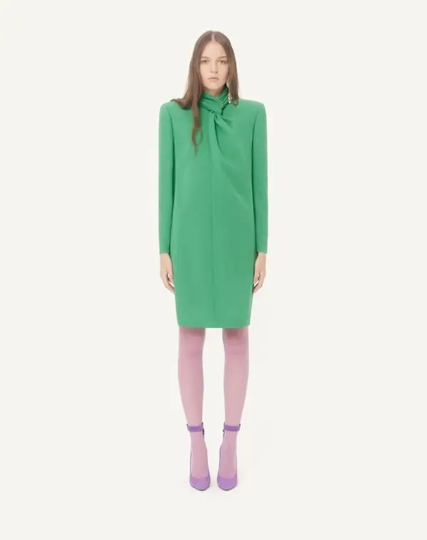 Valentino Garavani Short Dress In Crispy Light Wool