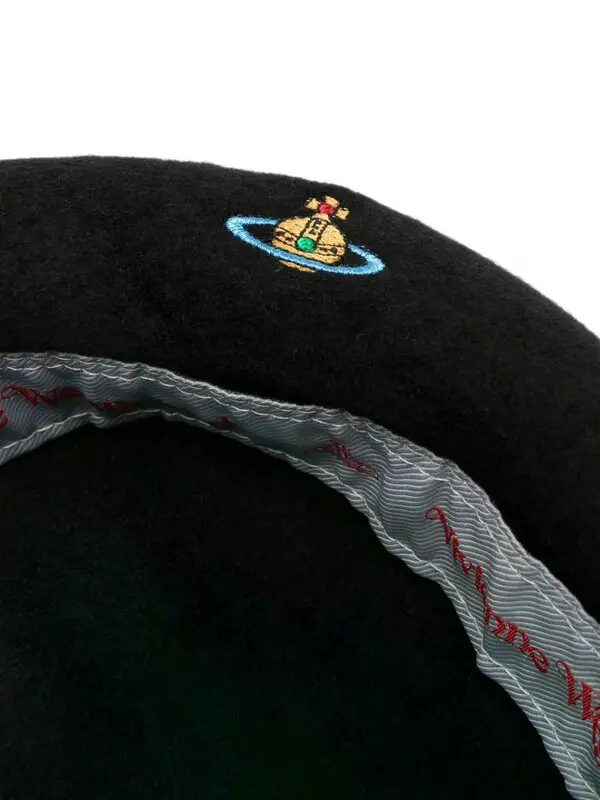 VIVIENNE WESTWOOD Orb-embroidered Beret - Black
