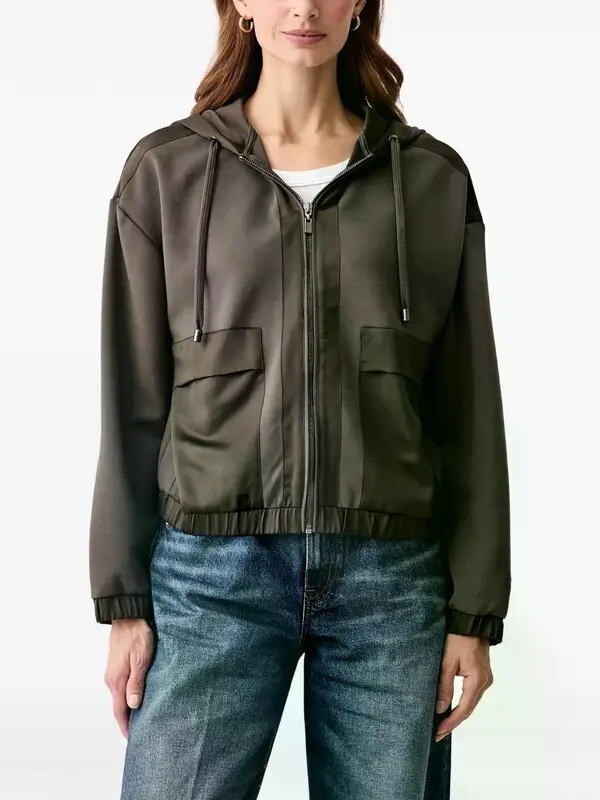 Joseph Ribkoff Zip-up Drawstring Hoodie - Brown