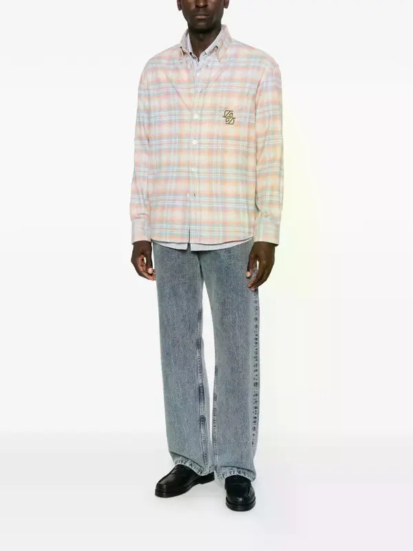 Drole De Monsieur Check-pattern Embroidered-logo Shirt