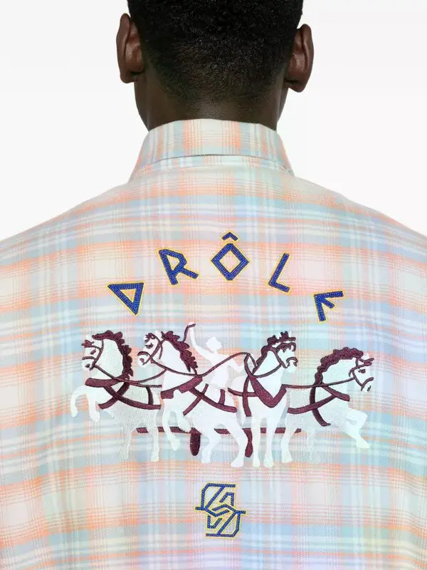 Drole De Monsieur Check-pattern Embroidered-logo Shirt