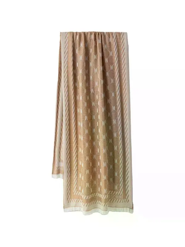 Moschino Monogram-pattern Fringed Wool Scarf