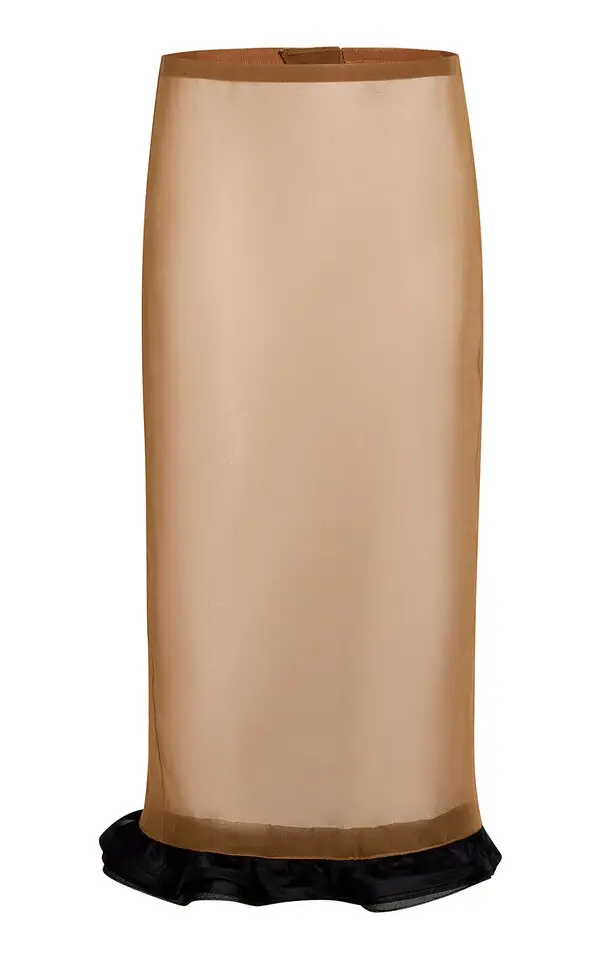 Khaite Simbie Wavy-hem Silk Midi Skirt - Bronze