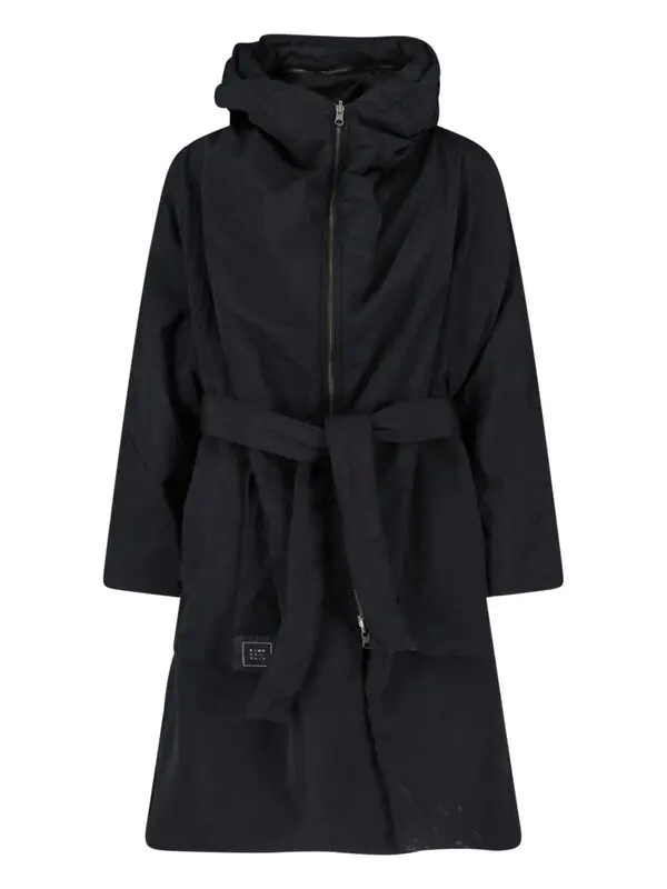 KIMONO RAIN Hooded Belted Rain Jacket - Black