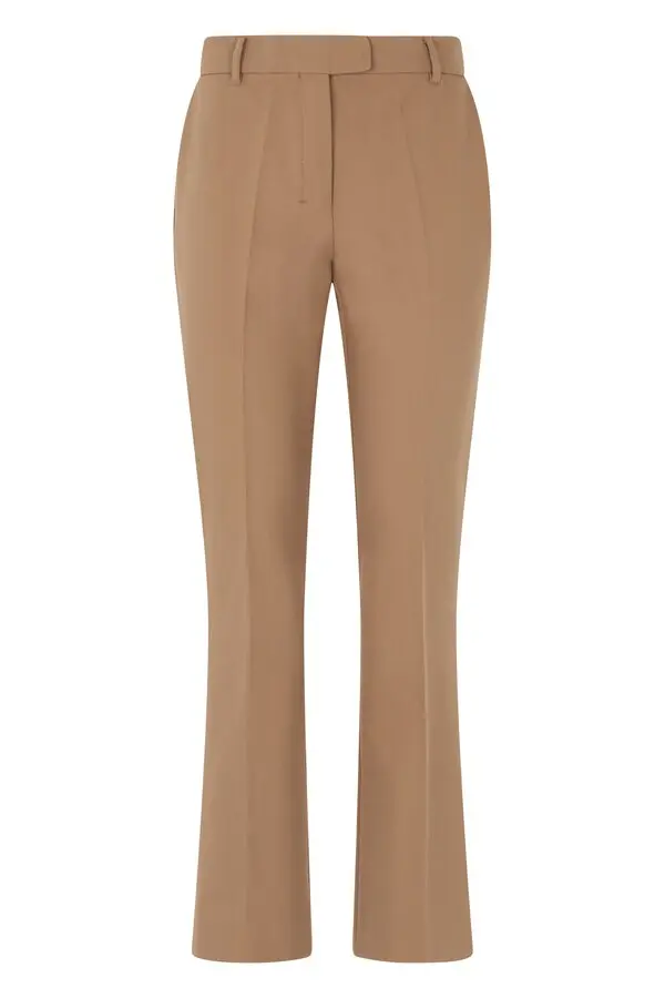 Max Mara Flared High-waist Trousers In Cotton-viscose Blend - Camel