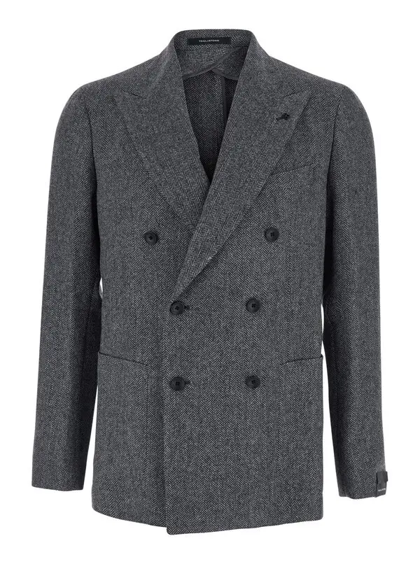 Tagliatore Style Montecarlo Double-breasted Wool Blazer With Raw-edge Hem