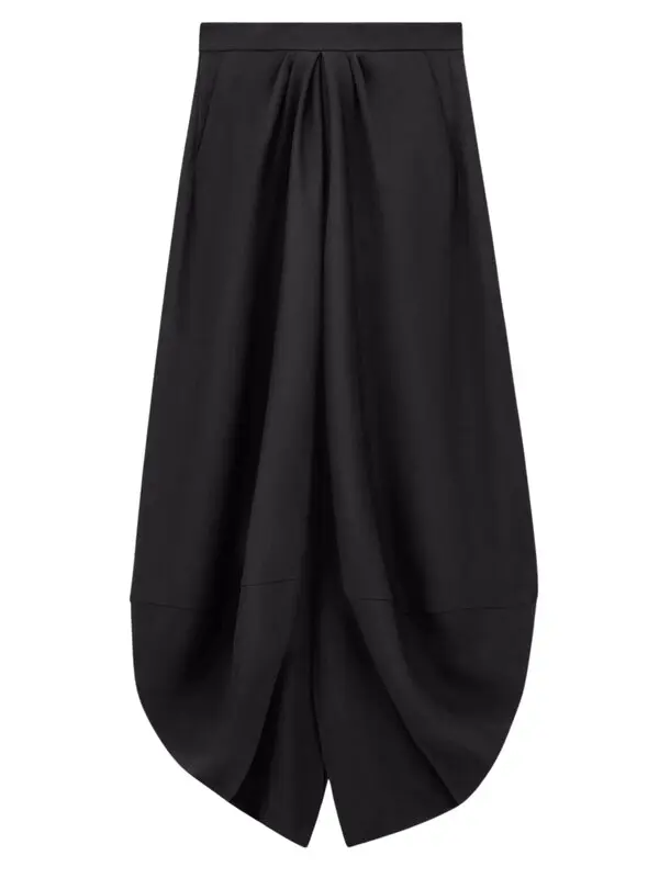 Giorgio Armani Draped Asymmetrical Midi Skirt - Black