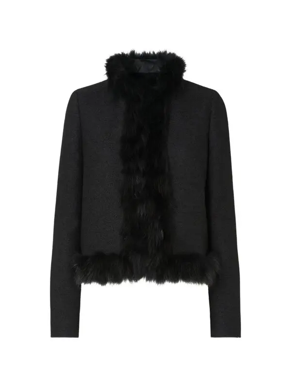 Fendi Shearling Trim Wool Jacket - Multicolor