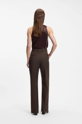 BOSS Relaxed-fit Pants In Two-tone Virgin Wool