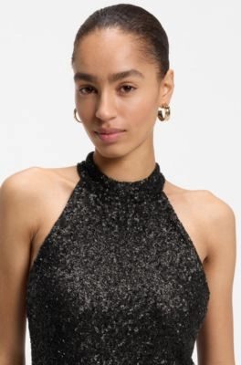 BOSS Halter-neck Sequined Top - Black