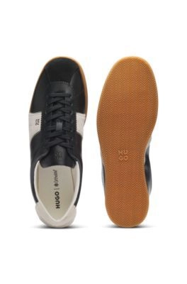 Hugo Leather Sneakers With Suede And Zigzag Details