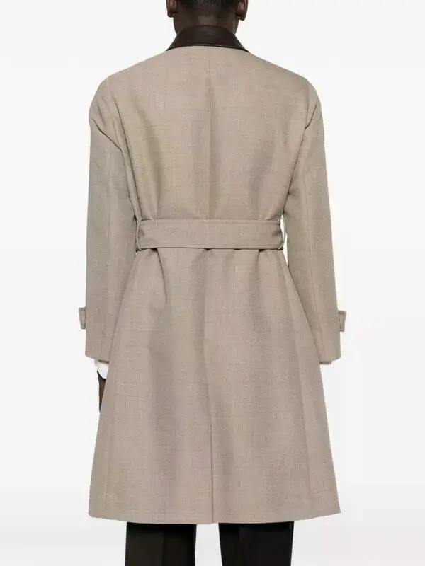 LARDINI Belted Contrast-collar Coat
