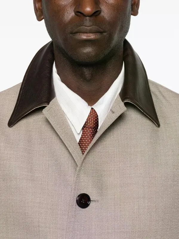 LARDINI Belted Contrast-collar Coat
