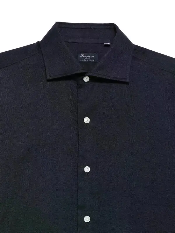 FINAMORE 1925 Herringbone-pattern Long-sleeve Shirt