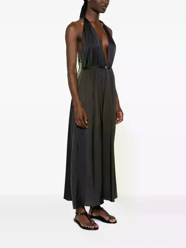 Maje Halterneck Belted Midi Dress