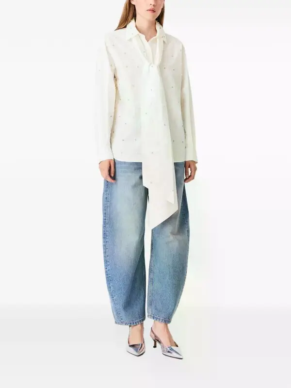 Maje Rhinestone Shirt With Tie - White