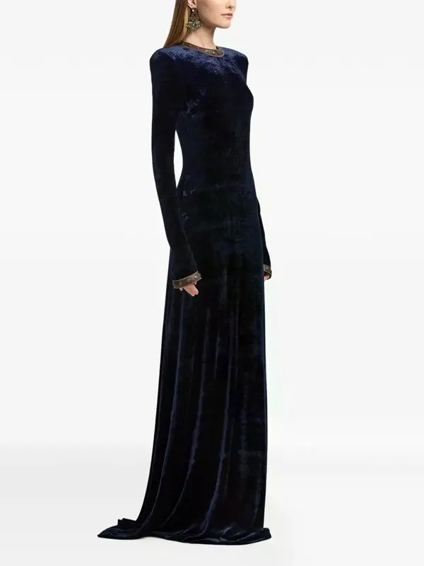 Ralph Lauren Nancie Stud-embellished Velour Gown