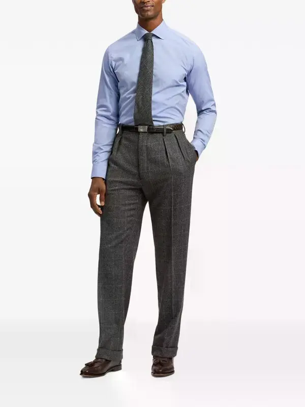 Ralph Lauren Purple Label Glenn Check-pattern Pleated Wool Trousers