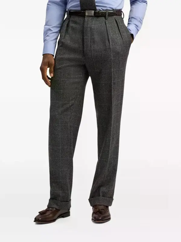 Ralph Lauren Purple Label Glenn Check-pattern Pleated Wool Trousers