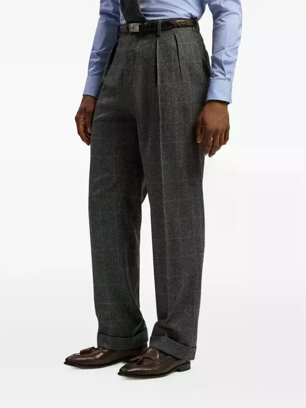 Ralph Lauren Purple Label Glenn Check-pattern Pleated Wool Trousers