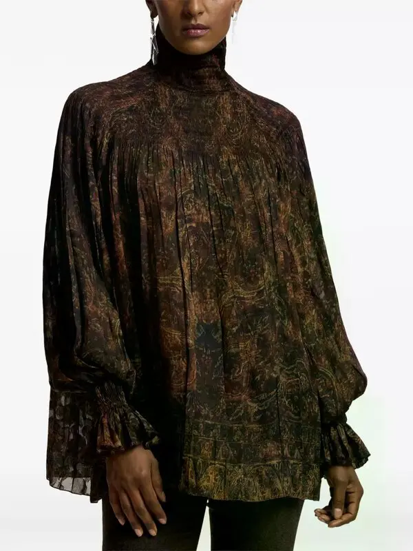 Ralph Lauren Maddison Paisley-print Smocked Blouse