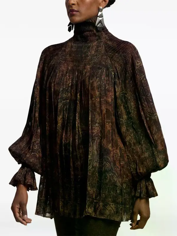 Ralph Lauren Maddison Paisley-print Smocked Blouse