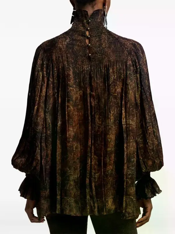 Ralph Lauren Maddison Paisley-print Smocked Blouse