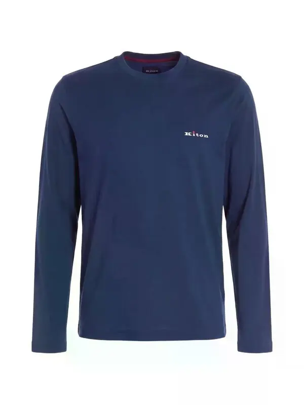 Kiton Logo-print Long-sleeve T-shirt - Blue