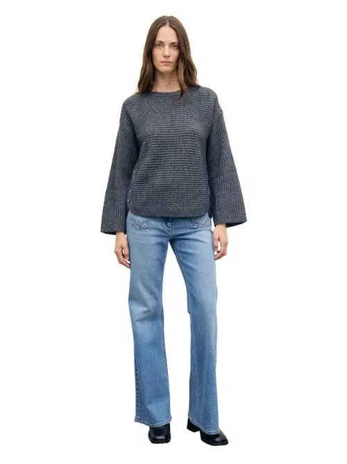 Gerard Darel Ribbed Merino Alpaca Sculpted Pullover