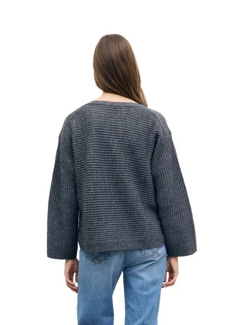 Gerard Darel Ribbed Merino Alpaca Sculpted Pullover